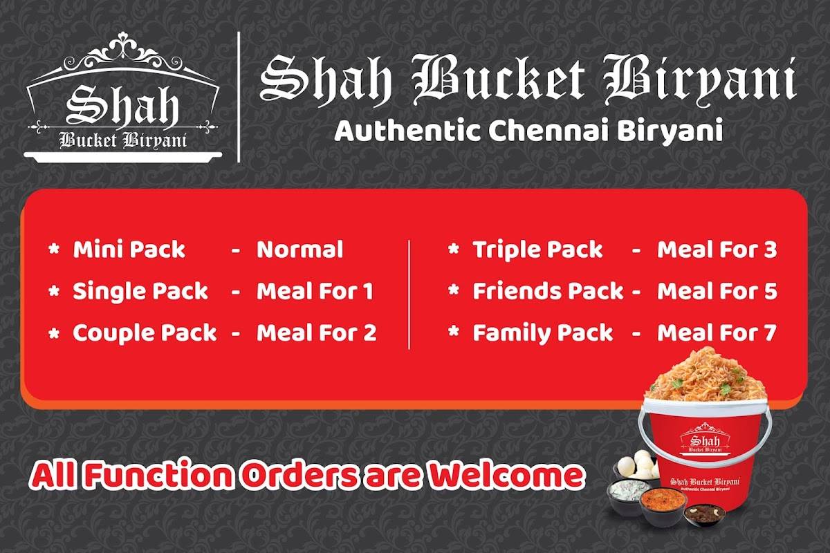 Menu at Shah Bucket Biryani, Tirunelveli