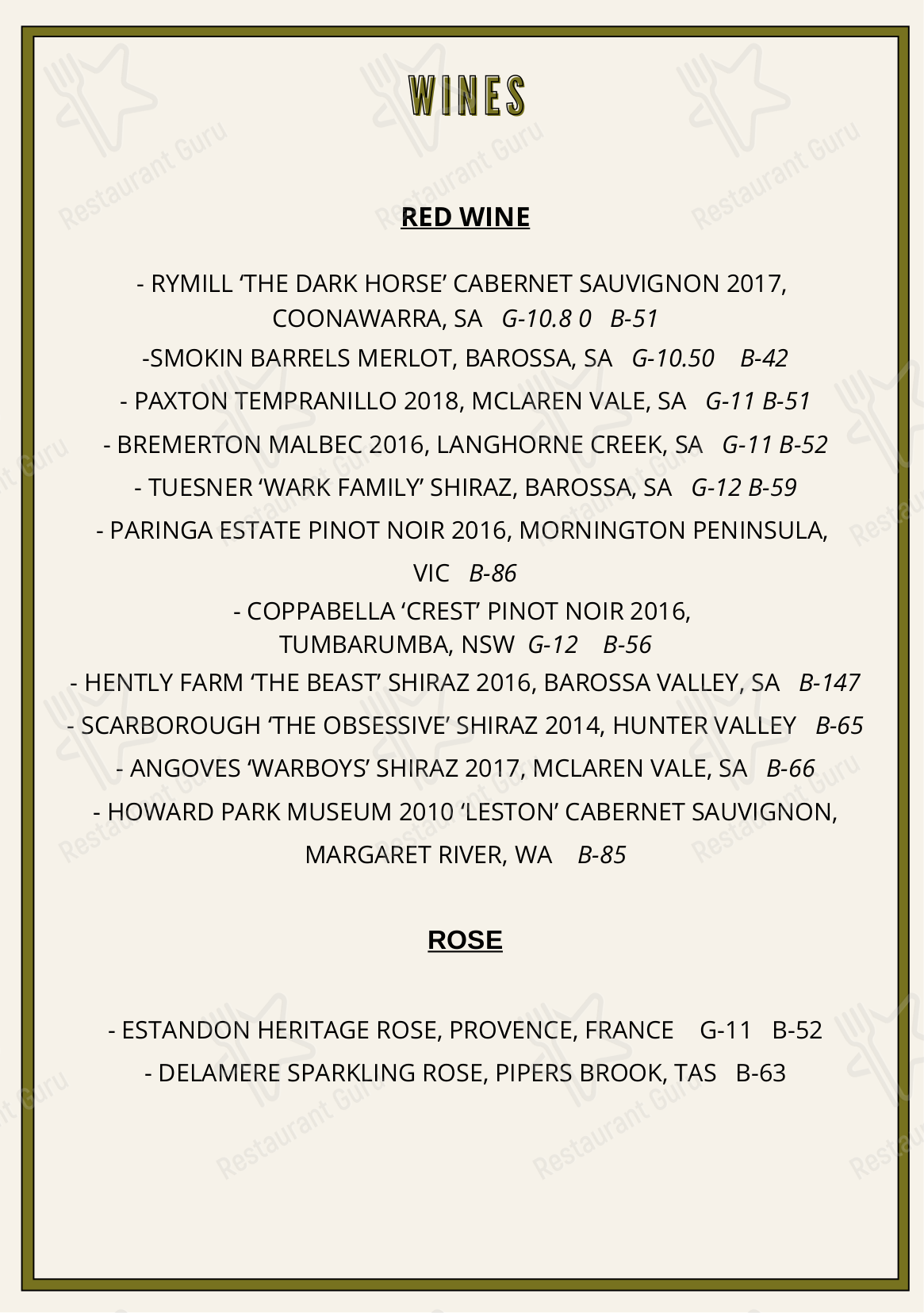 Menu at The Sherwood Hotel pub & bar, Lismore