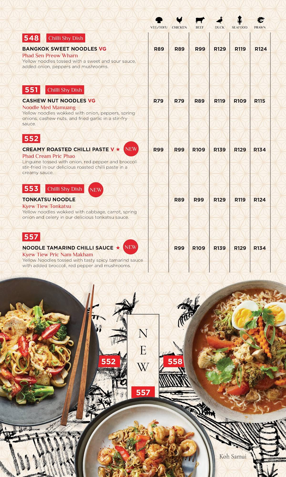 Menu at Simply Asia Ormonde restaurant, Johannesburg