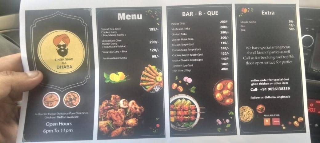 Menu at Singh Saab Da Dhaba - Best Chicken/Mutton Curry with Rice, Gurugram