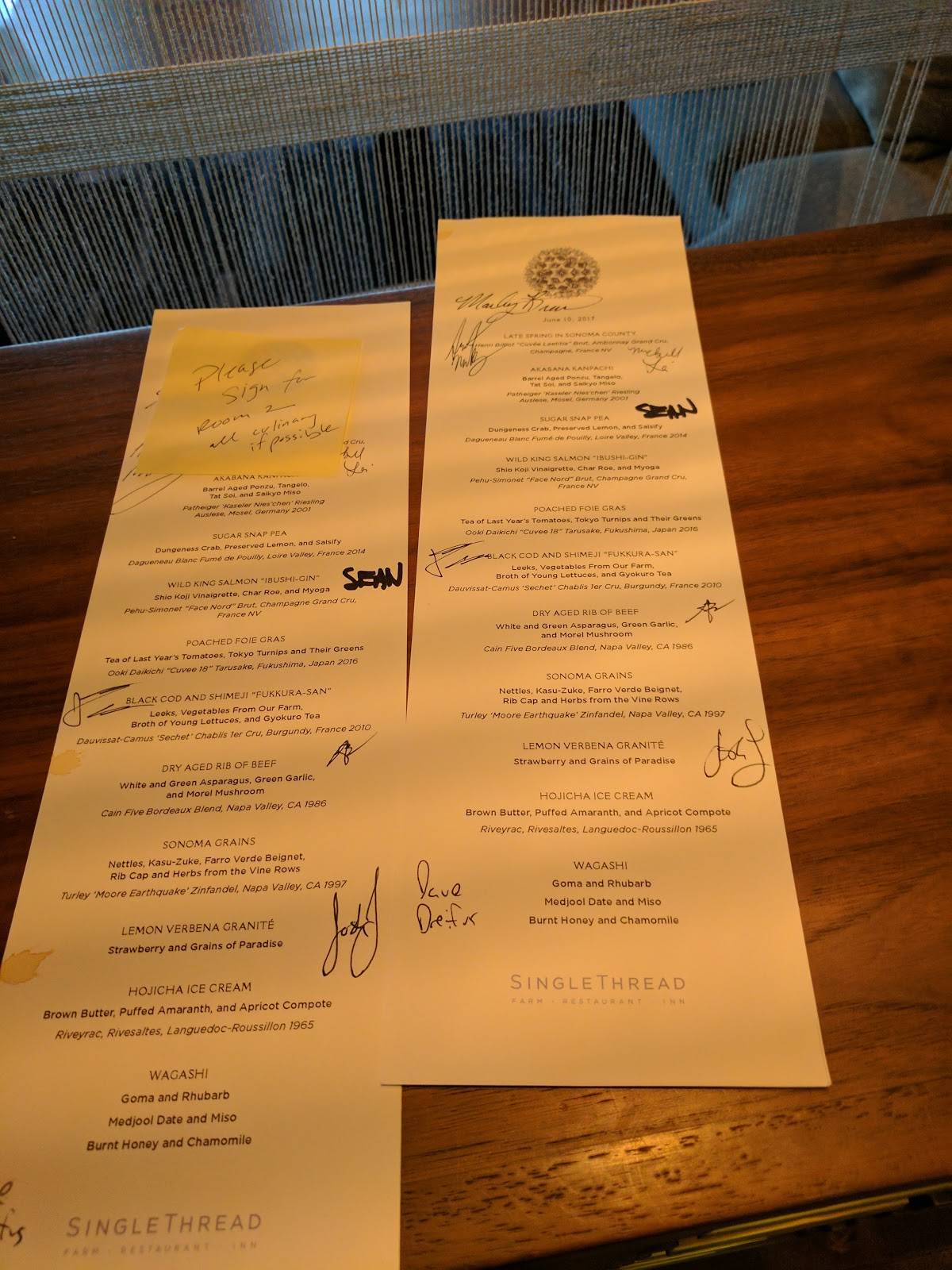 Menu at SingleThread Farm - Restaurant - Inn, Healdsburg