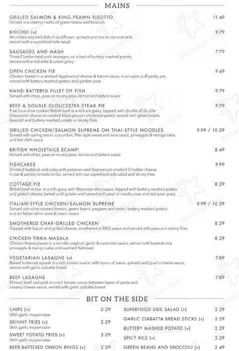 Menu at Slug & Lettuce Kingston restaurant, Kingston upon Thames ...