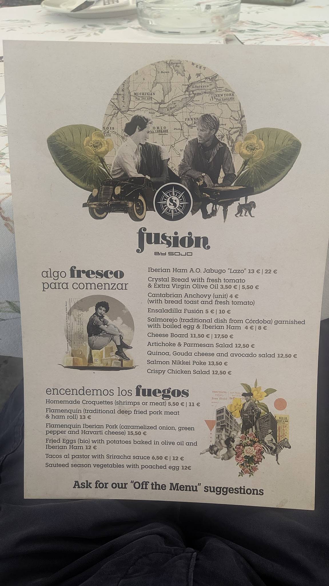 Carta del restaurante Sojo Fusión, Córdoba, C. Enrique Romero Torres