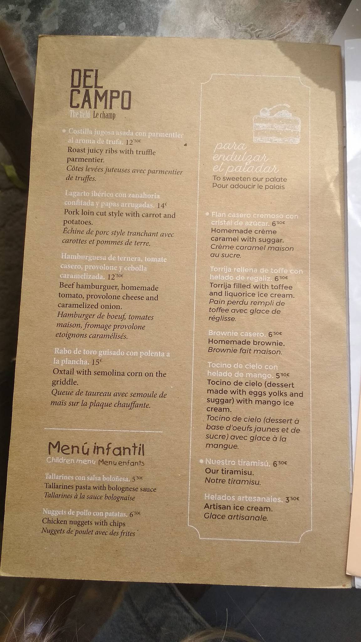 Carta del restaurante Sojo Fusión, Córdoba, C. Enrique Romero Torres