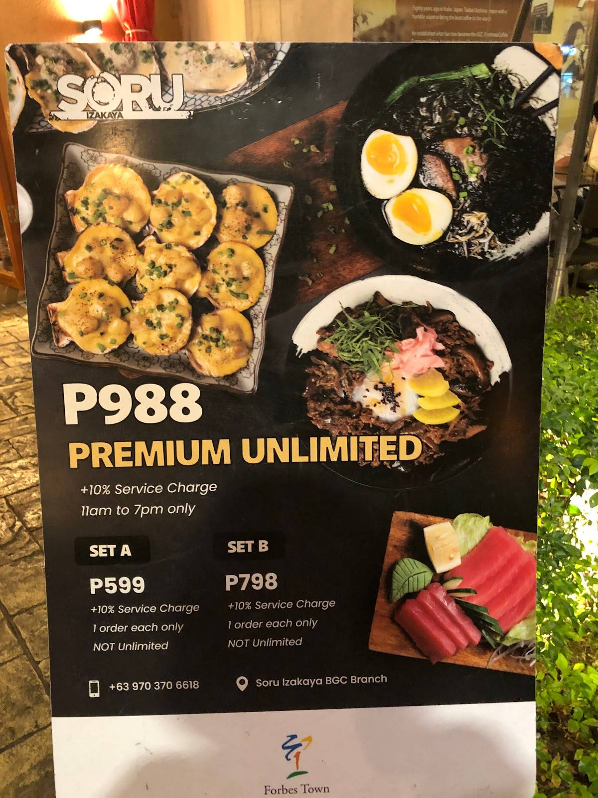 Menu at Soru Izakaya Burgos Circle restaurant, Taguig