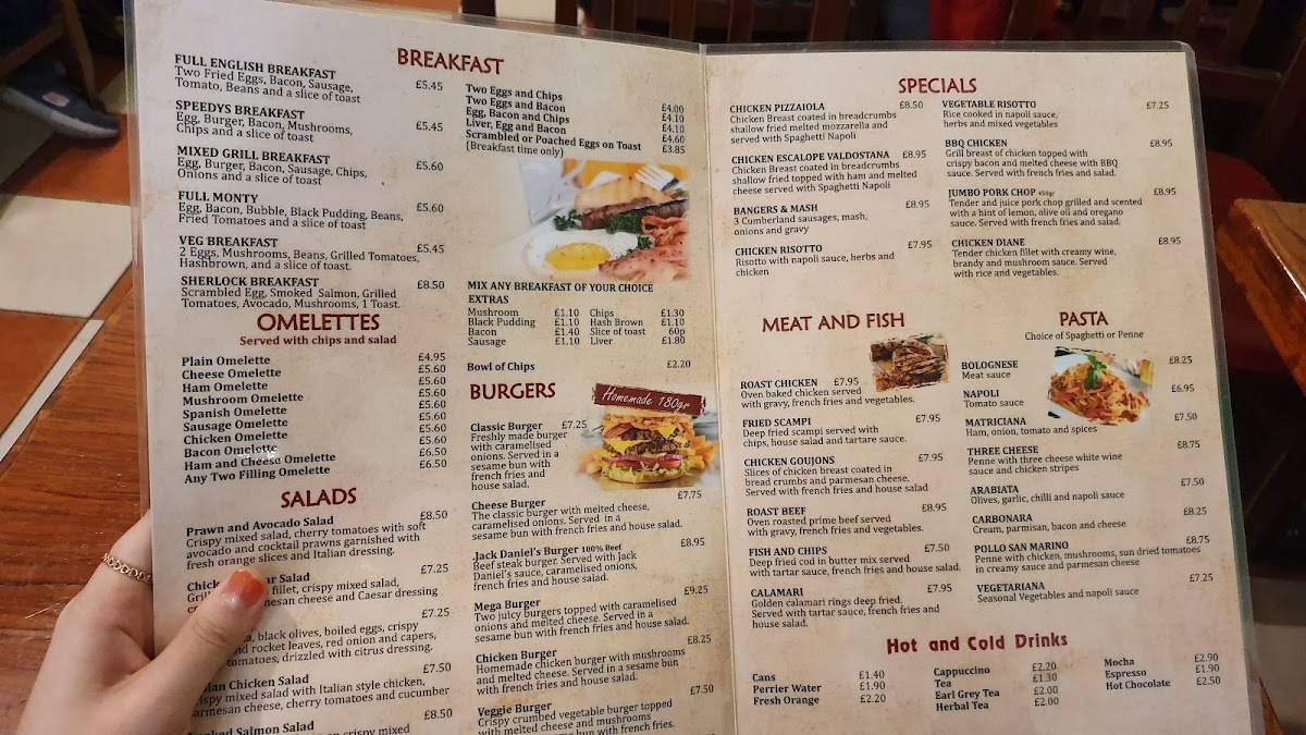 Menu at Speedy's Sandwich Bar & Cafe, London, 187 N Gower St