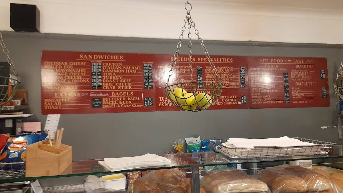 Menu at Speedy's Sandwich Bar & Cafe, London, 187 N Gower St