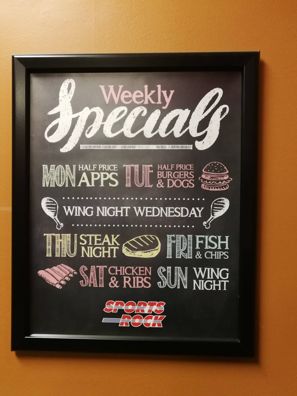 Menu at Sports Rock Dieppe steakhouse, Dieppe