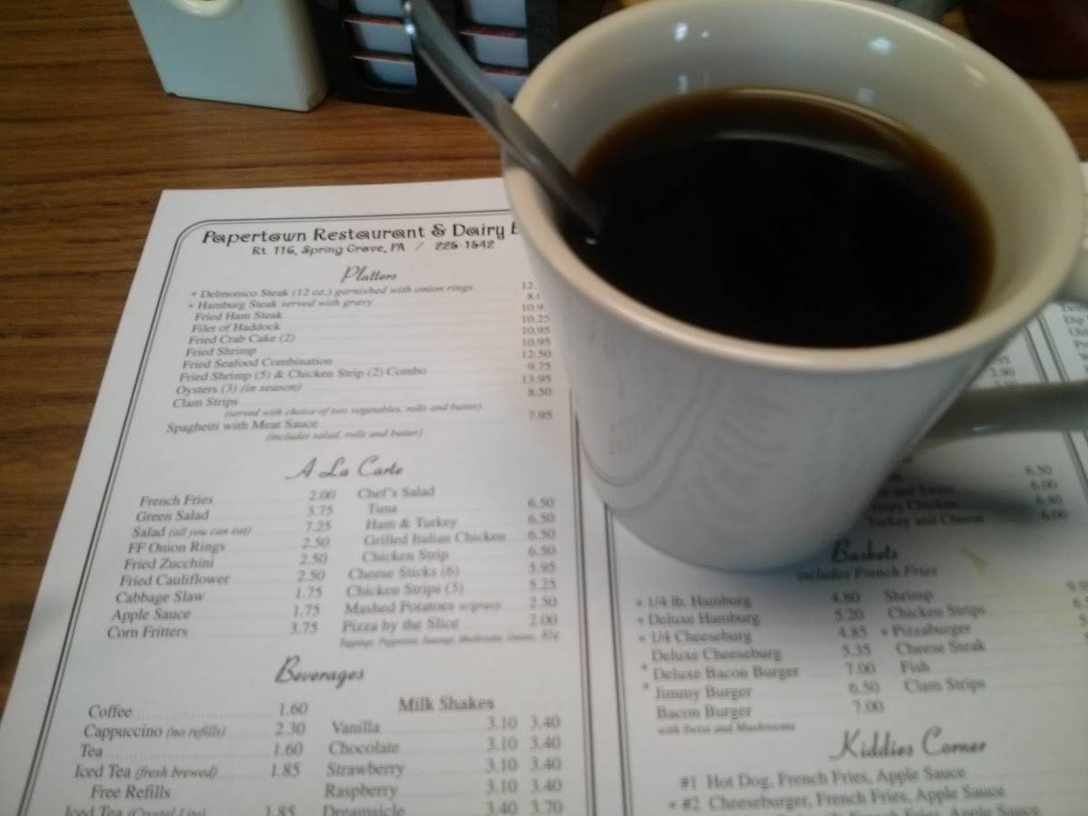 Menu at Papertown Dairy Bar & Restaurant, Spring Grove