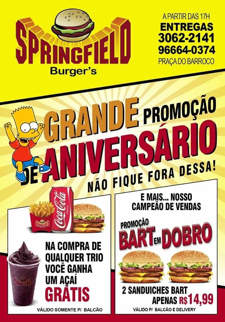 Menu at Springfield Burger's pub & bar, Maricá