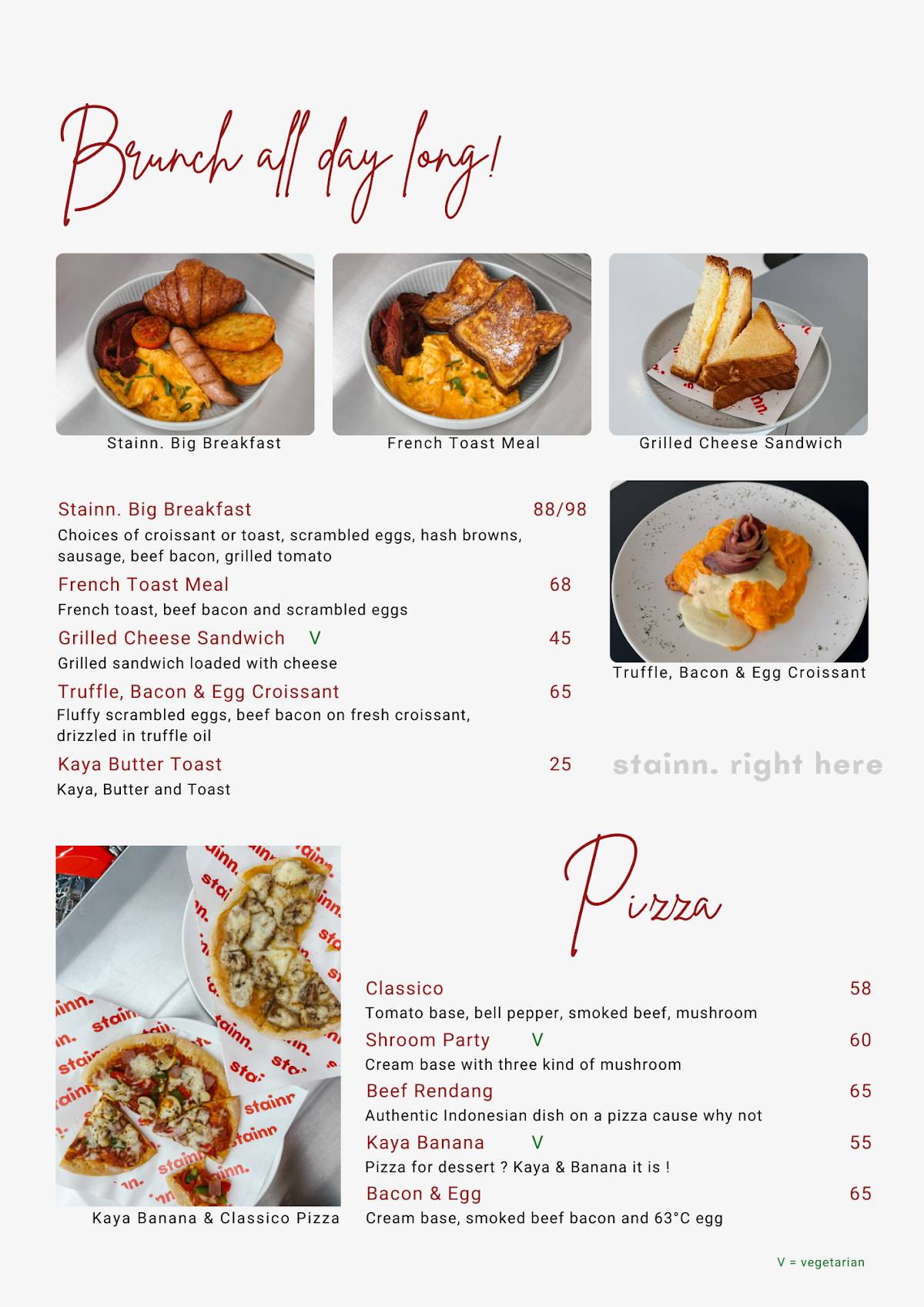 Menu at Stainn Cafe, Batam