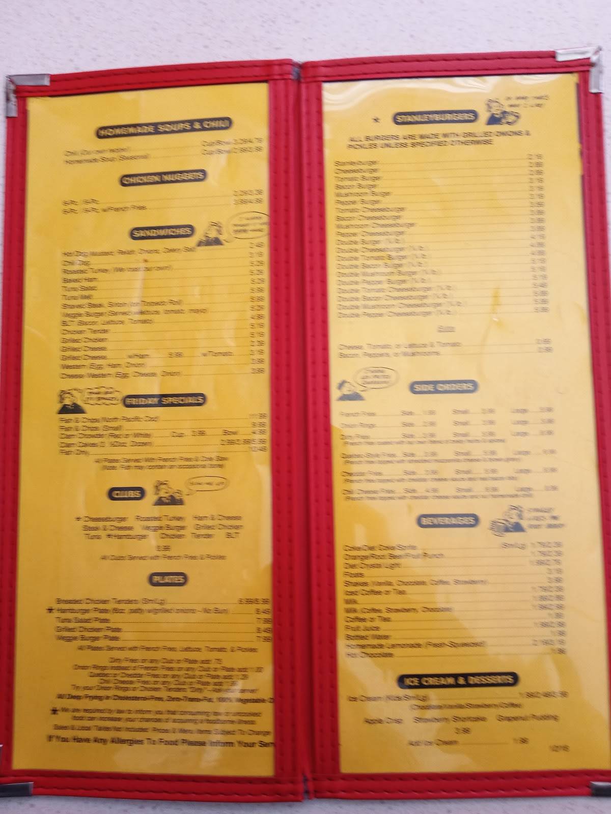 Menu at Stanley's Famous Hamburgers restaurant, Central Falls, 535 ...