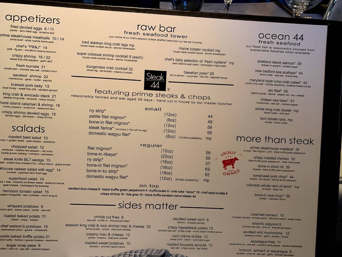 Menu at Steak 44 pub & bar, Phoenix