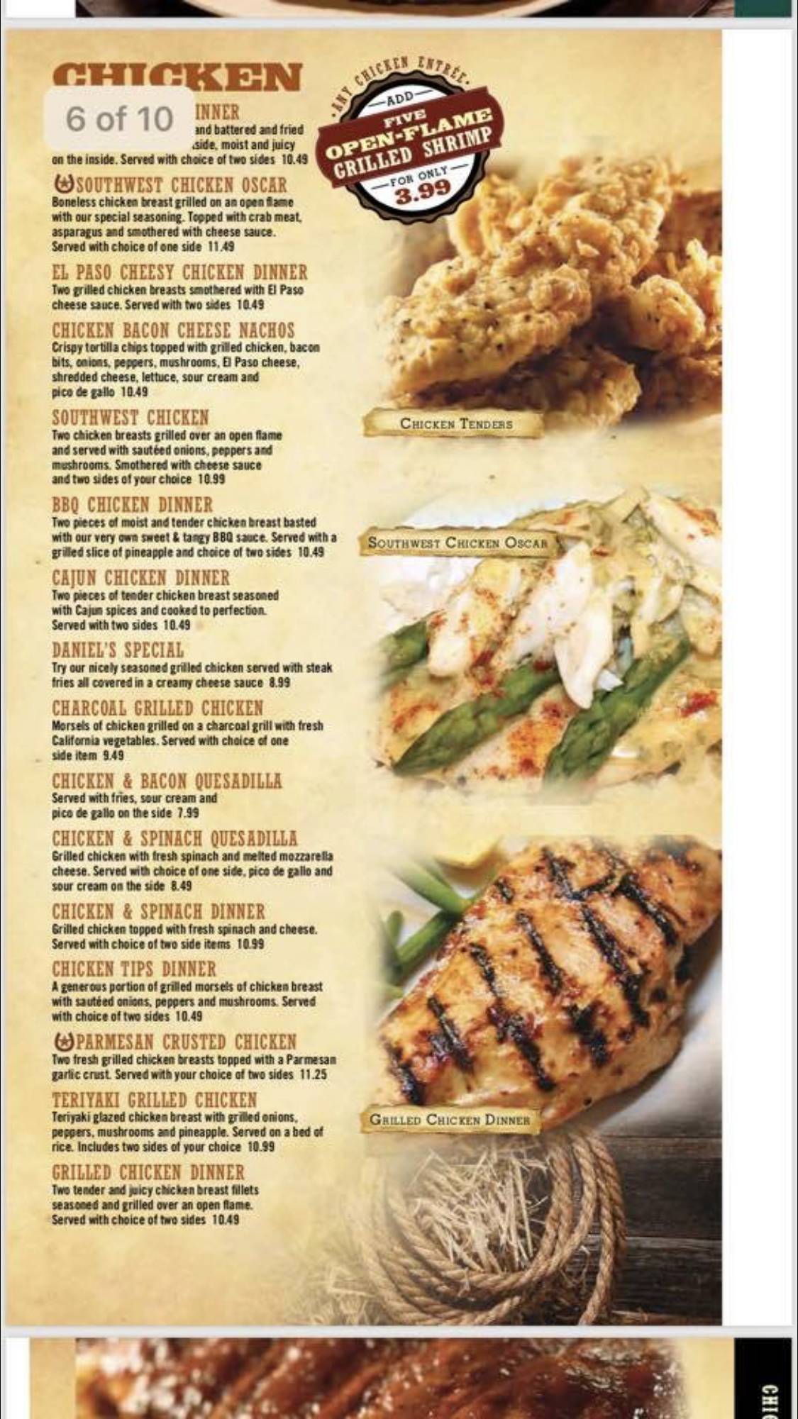 Menu at Black Stallion Steakhouse, Columbia