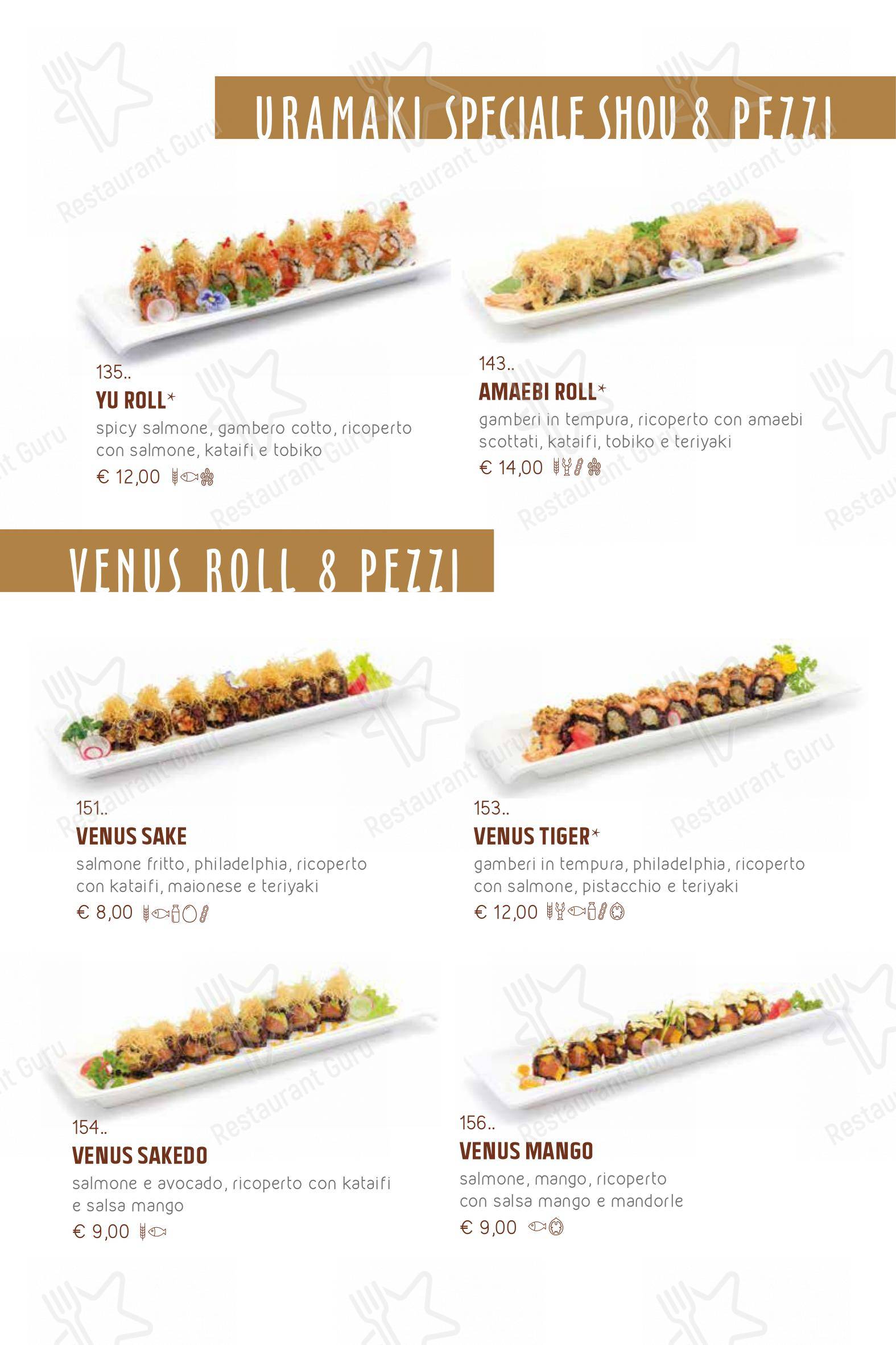 Menu da Sushi shou fusion restaurant, Segrate