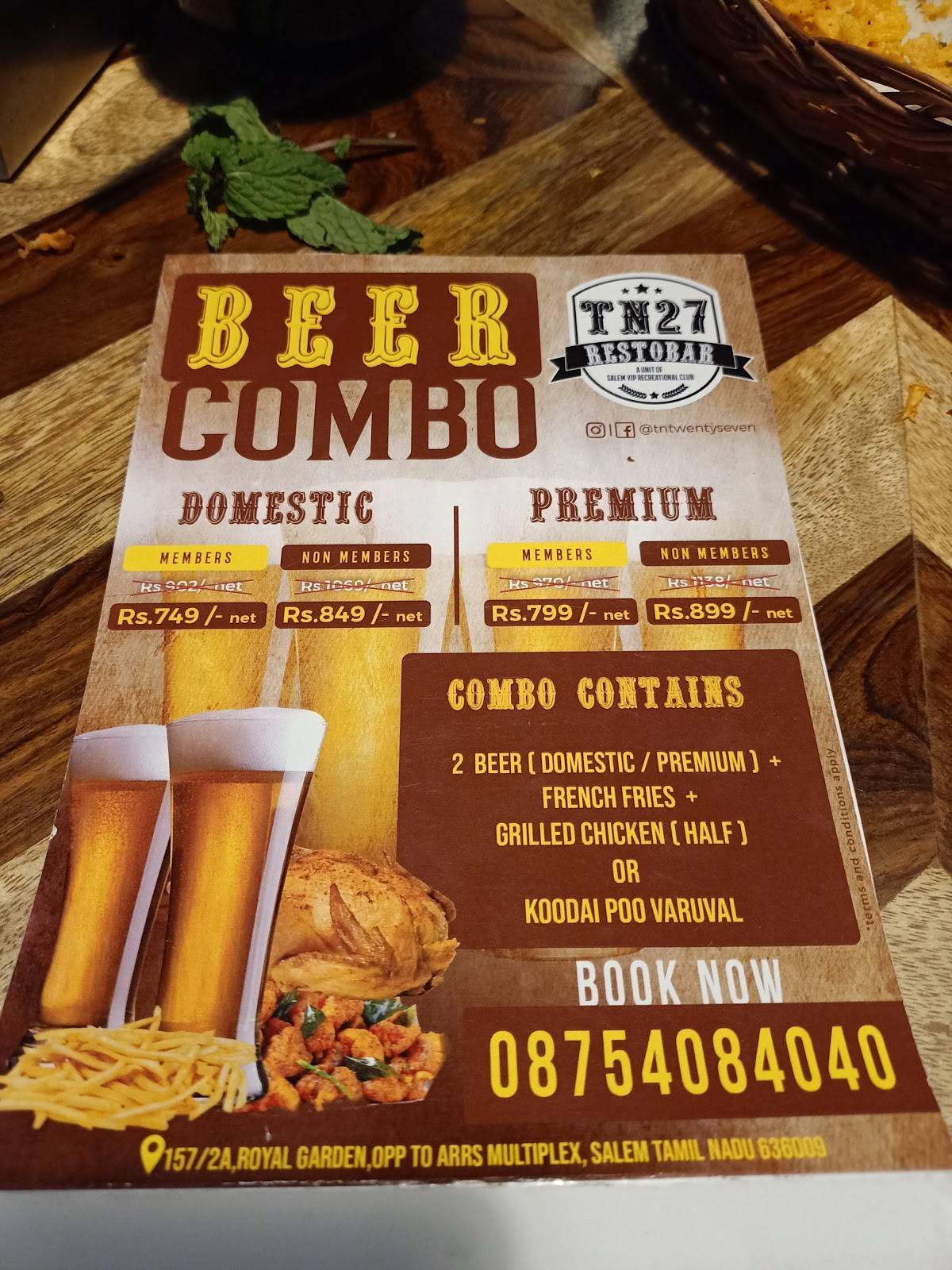 Menu at TN27 Restobar, Salem