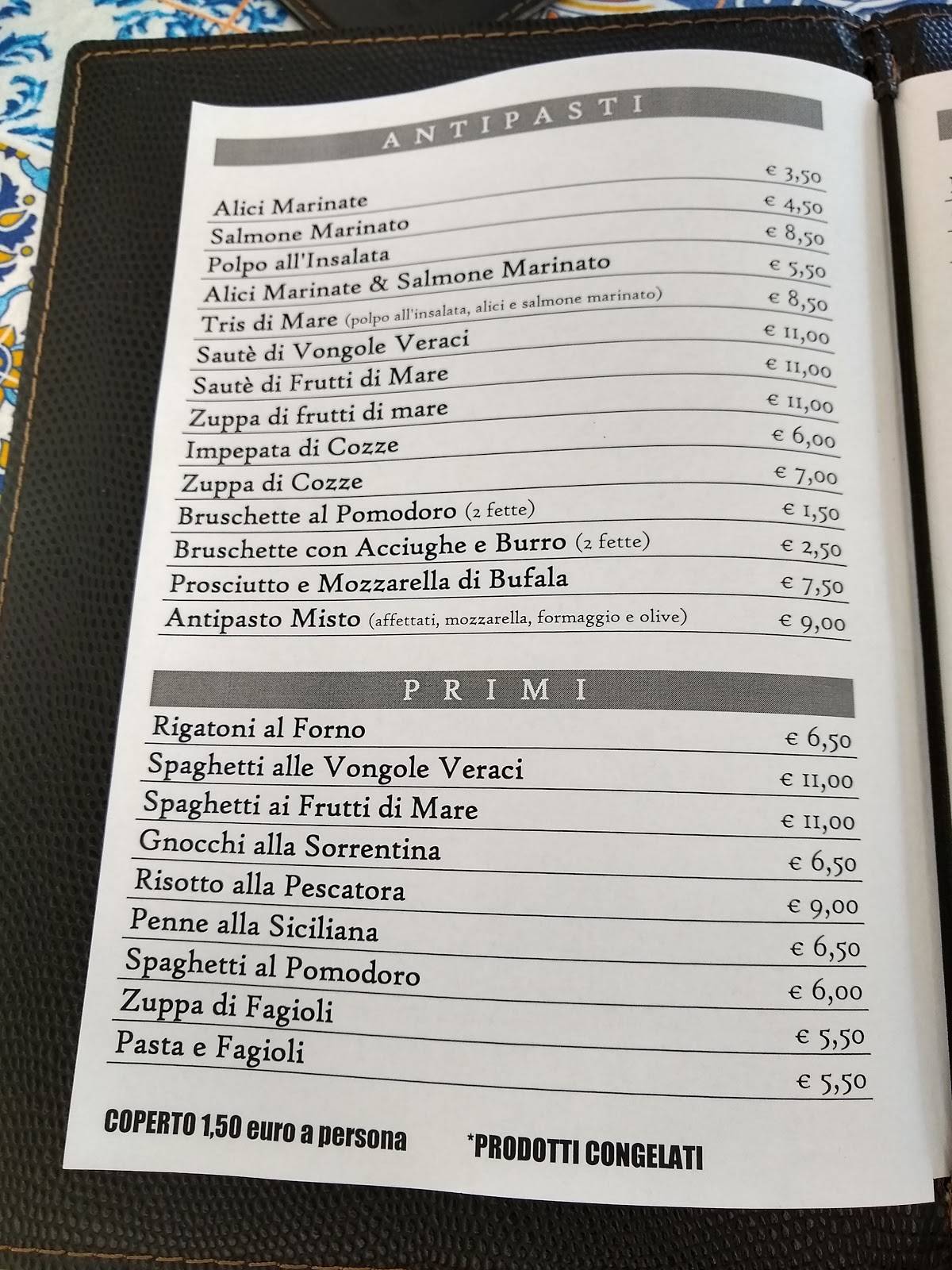 Menu da TRATTORIA DA BIAGIO ristorante, Pozzuoli, Via Miliscola 372 ...