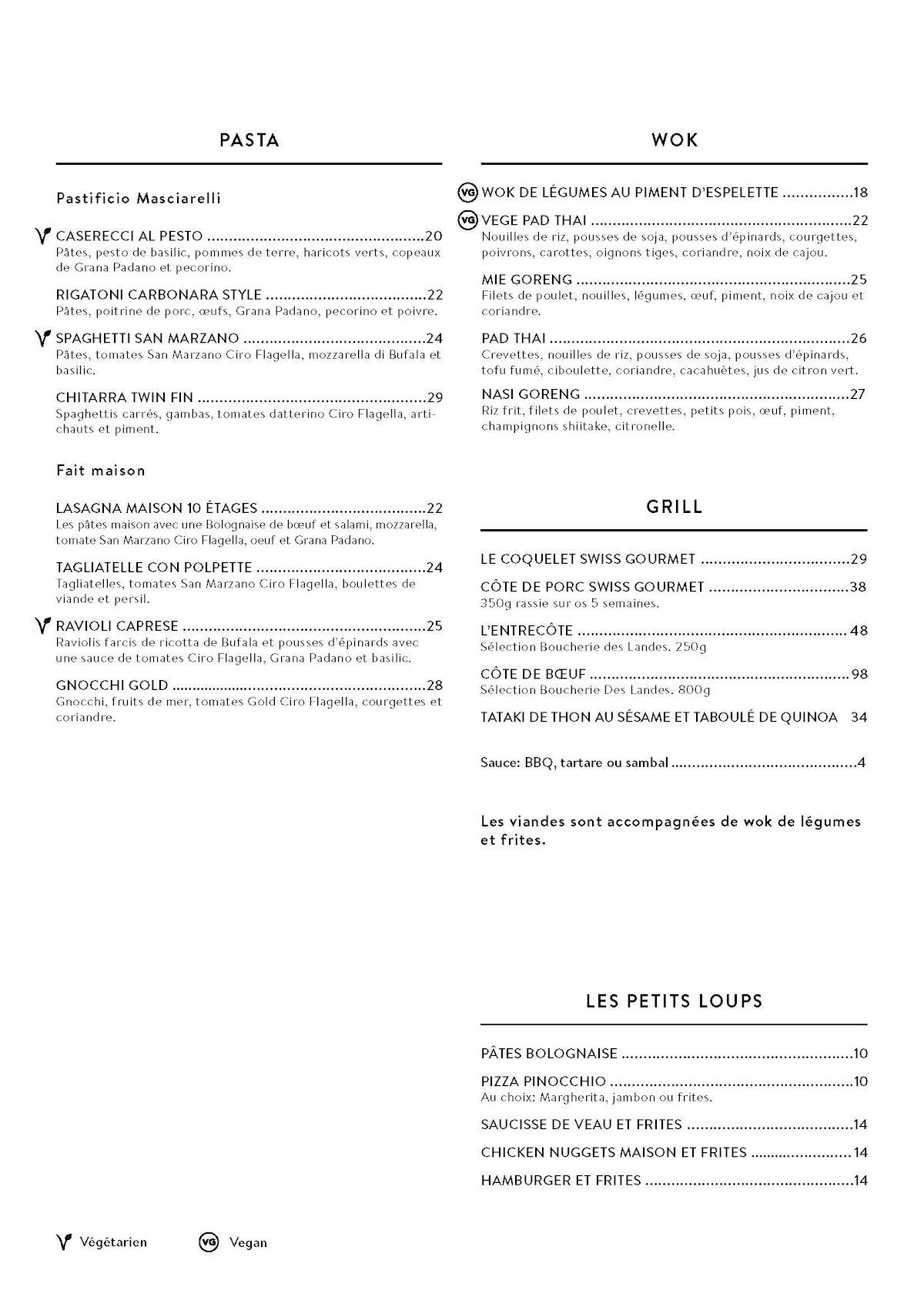 Speisekarte von TWIN FIN BISTRO, Sitten