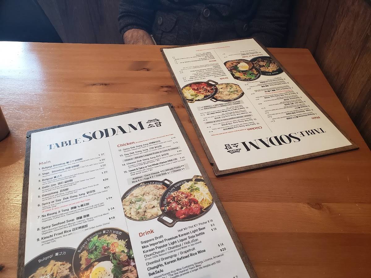 Menu at Table SODAM restaurant, Ottawa