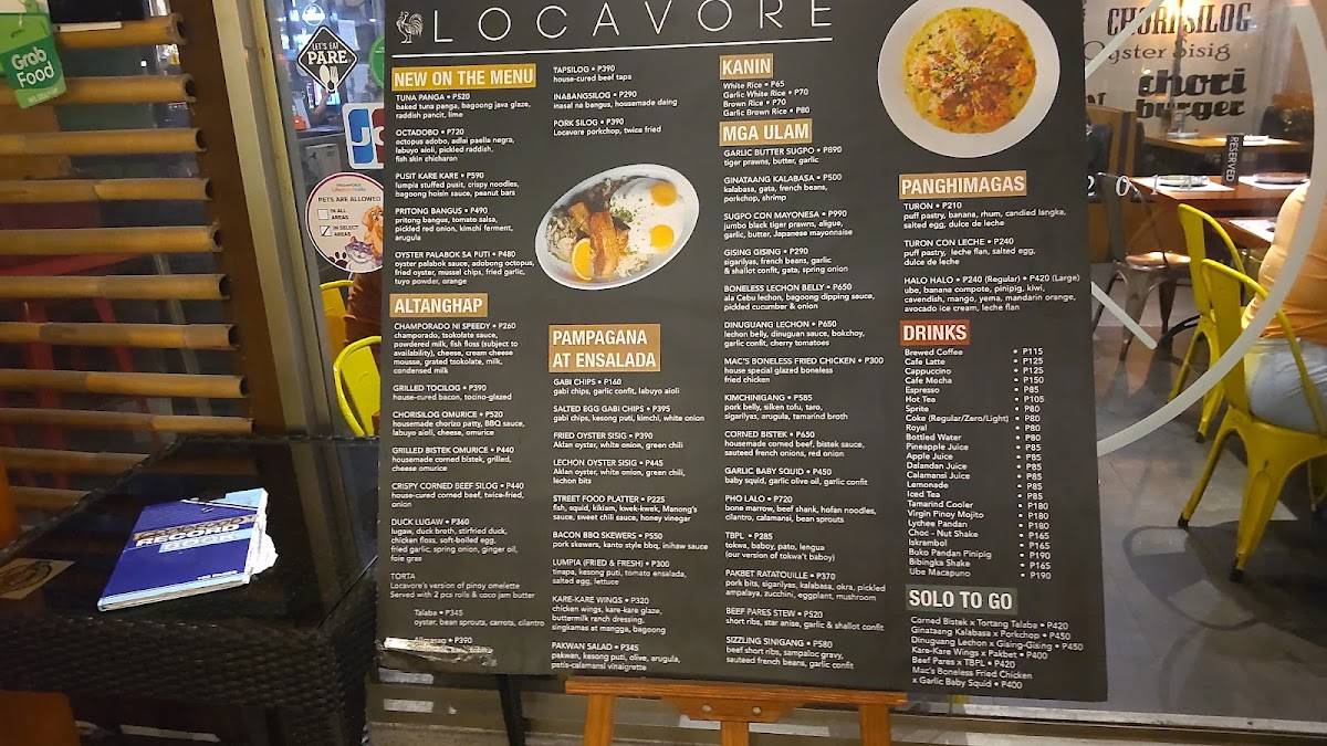 Menu at Locavore BGC restaurant, Taguig, Forbes Town Center