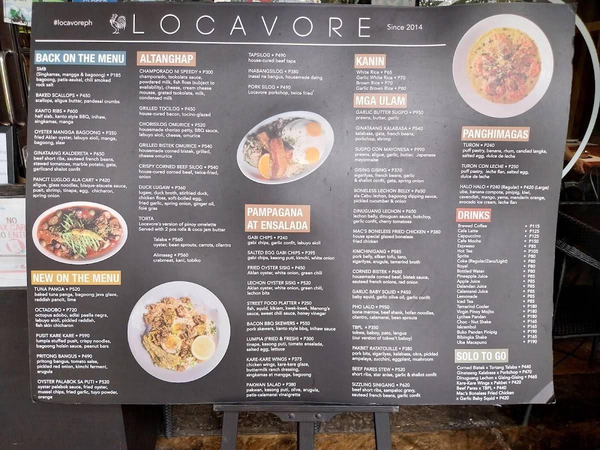 Menu at Locavore BGC restaurant, Taguig, Forbes Town Center