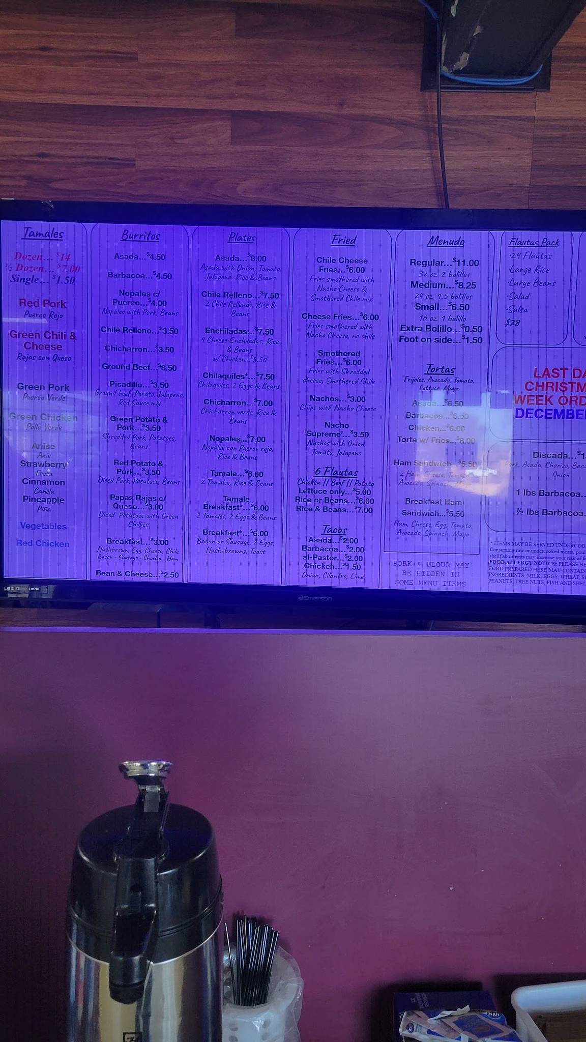 Menu at Tamales By Sara restaurant, Commerce City