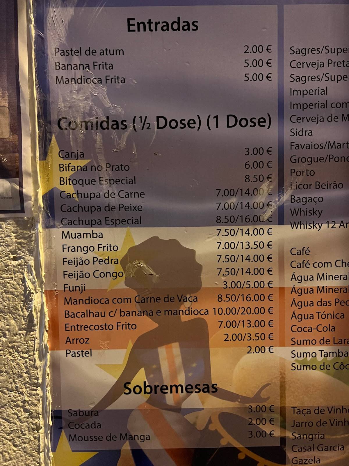 Menu em Tambarina, Lisboa, R. do Poço dos Negros 94