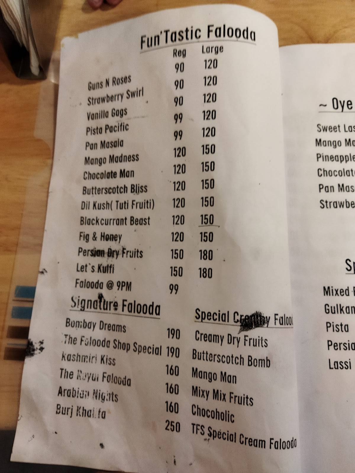 Menu at Tandoori Tribes & The Falooda Shop, Karur