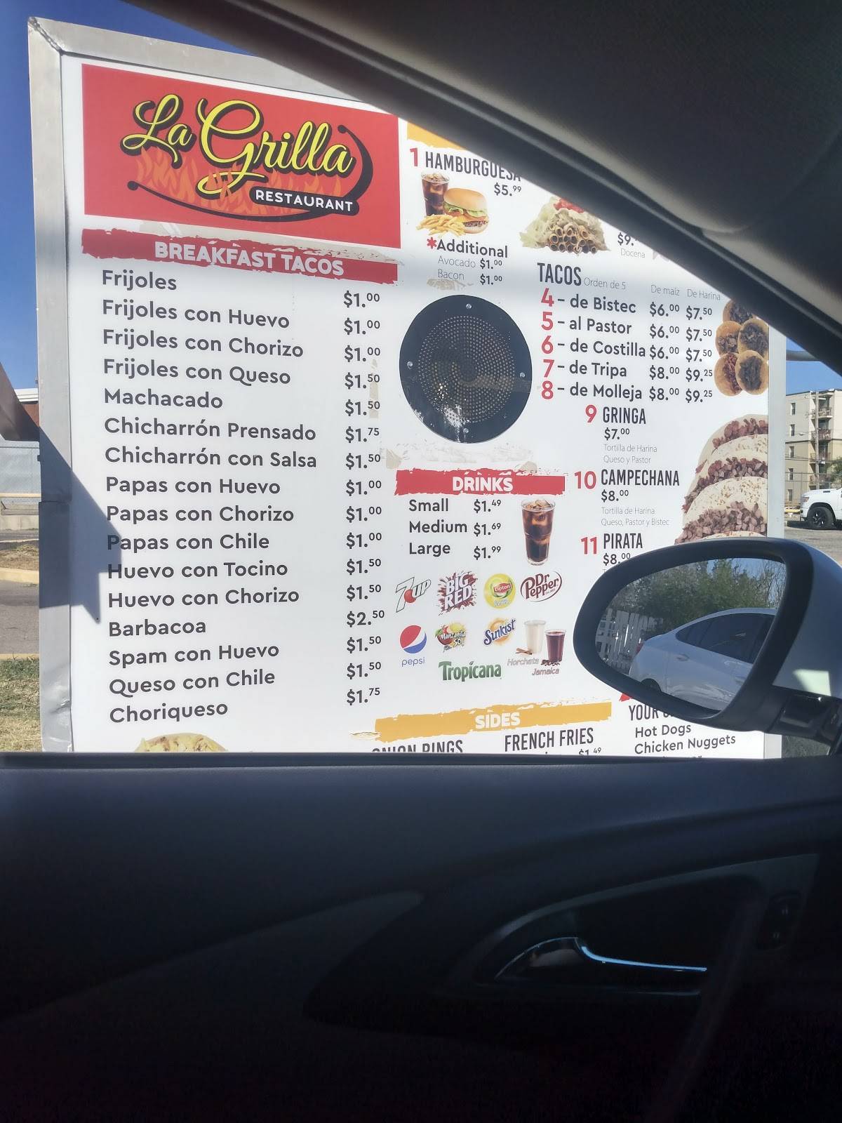 Menu at Taqueria La Grilla restaurant, Eagle Pass