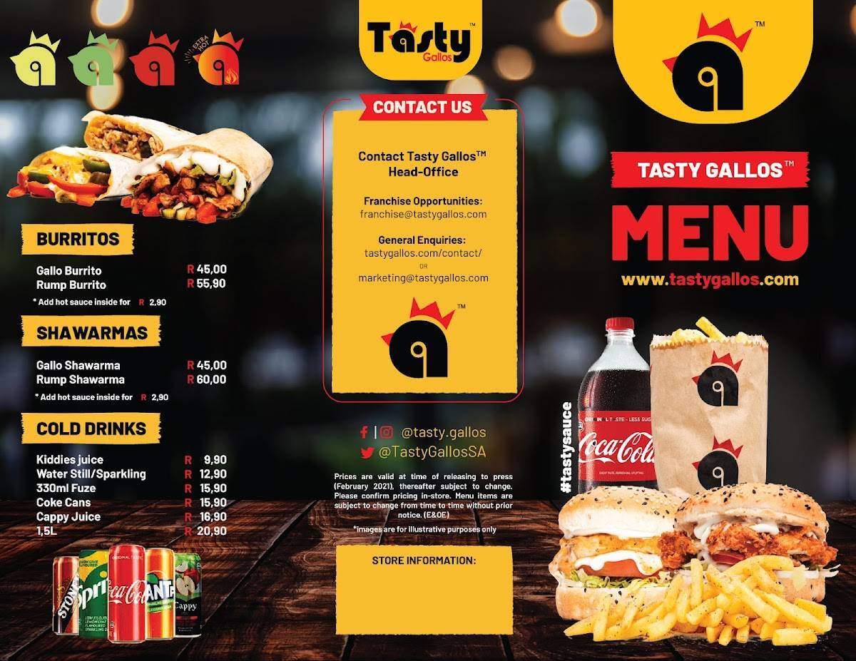 Menu at Tasty Gallos Alex Mall - Halaal restaurant, Alexandra