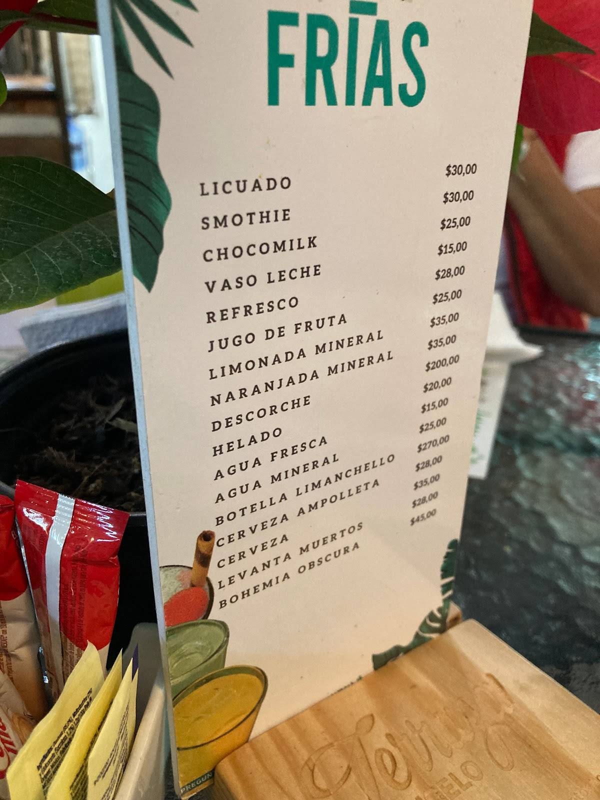 Carta del restaurante Terraza Angelo, Guadalajara