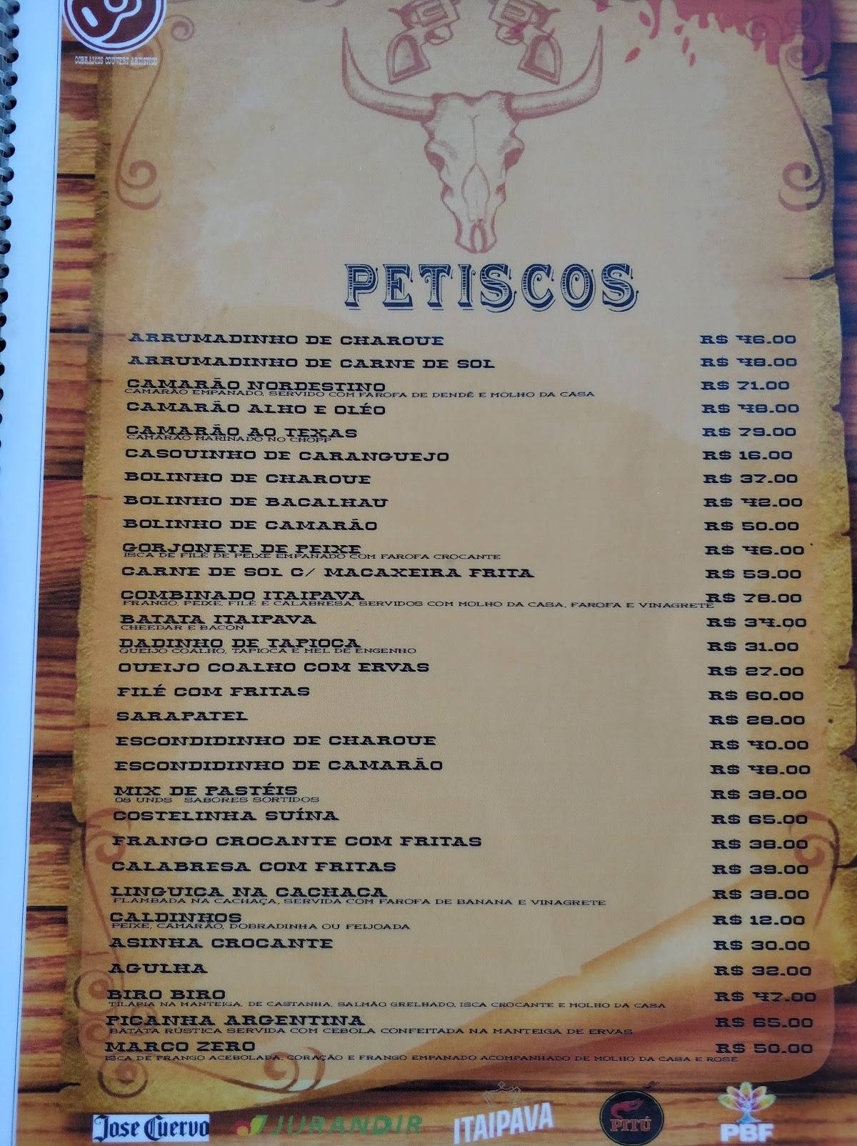 Menu at Texas Ranch Bar, Recife