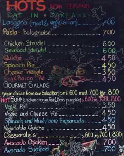 Menu at Argyle Gourmet cafe, Camden