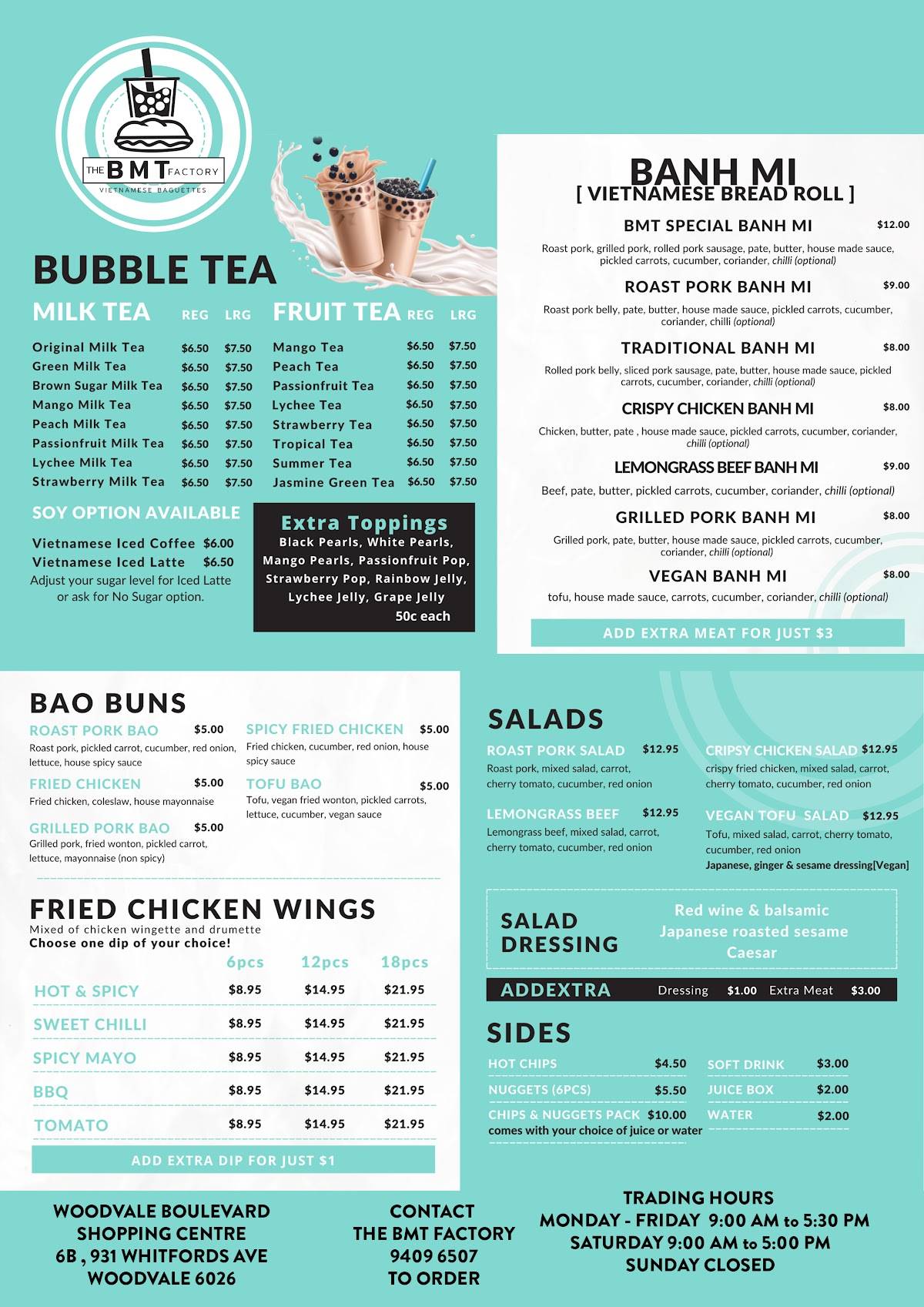 Menu at The BMT Factory restaurant, Woodvale