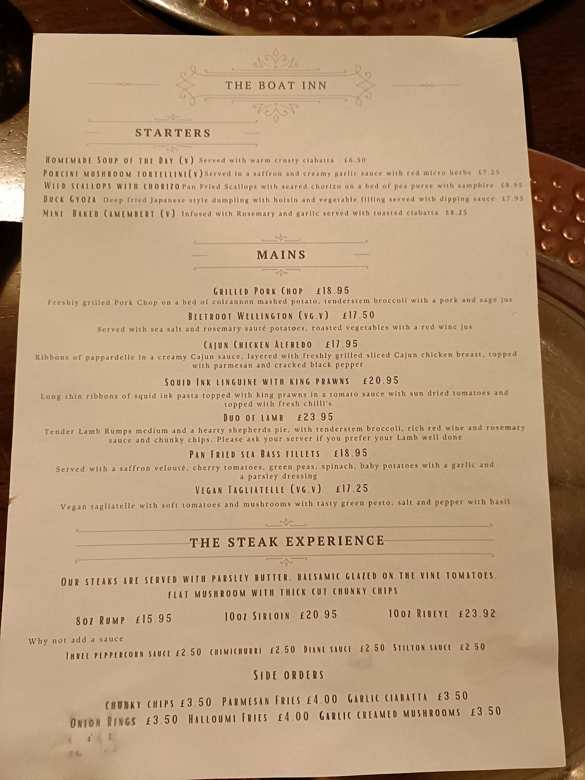 Menu at The Boat Inn Bar and Restaurant, Long Itchington, Birdingbury Wharf