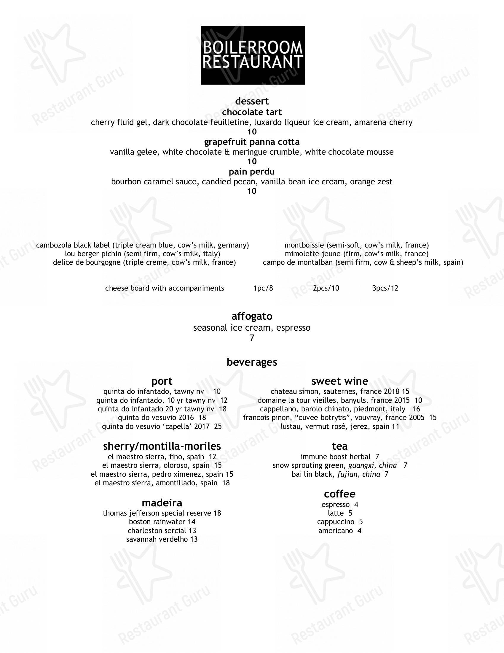 Menu at The Boiler Room pub & bar, Omaha