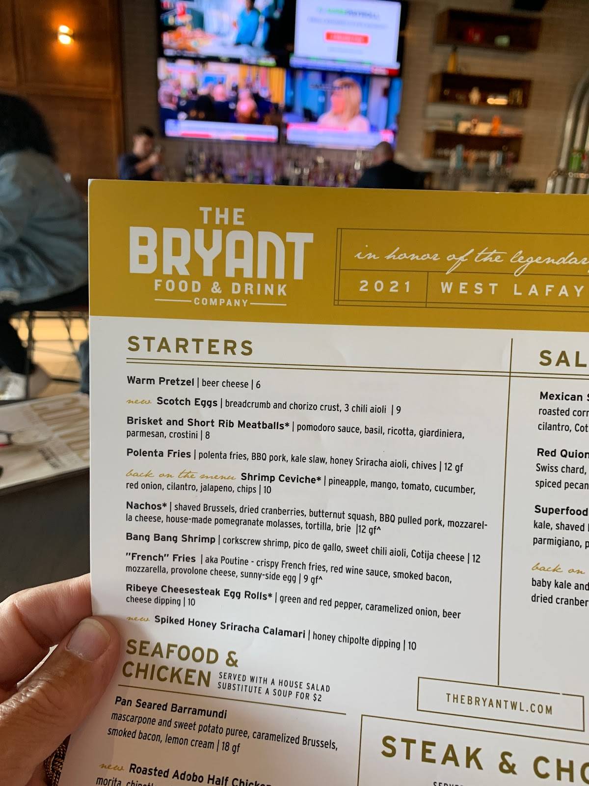 Menu at The Bryant pub & bar, West Lafayette, Sagamore Pkwy W