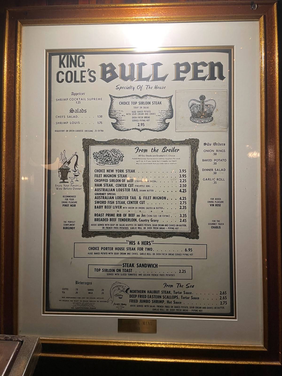 Menu at The Bull Pen pub & bar, Redondo Beach