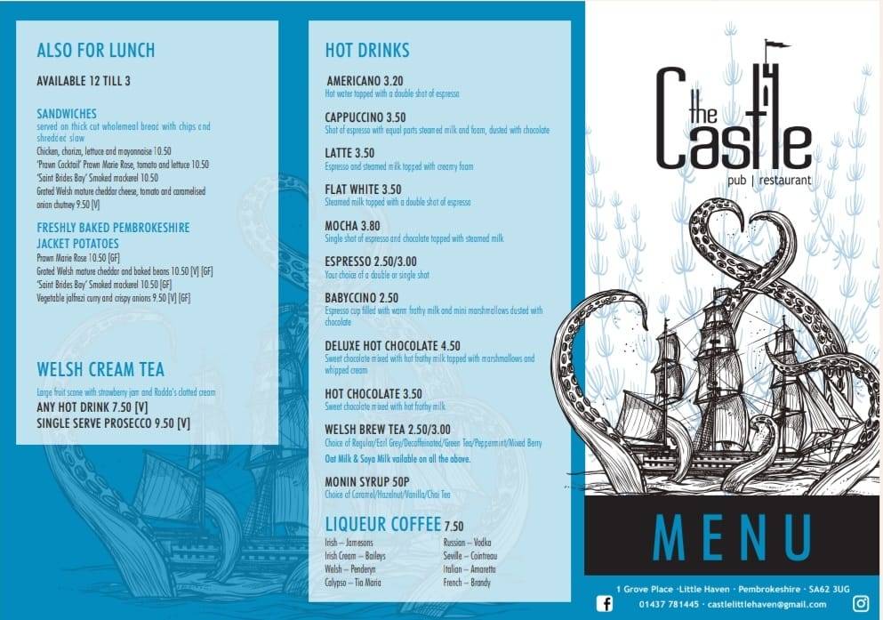 Menu at The Castle pub & bar, Little Haven, 1 Grove Pl