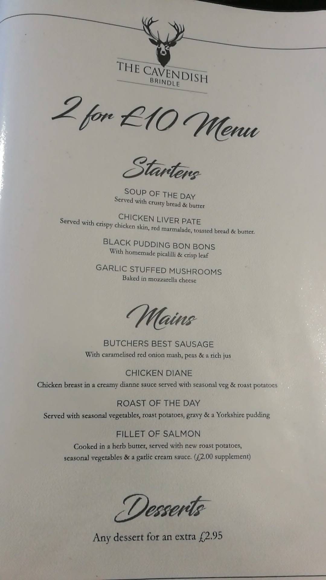 Menu at The Cavendish Arms pub & bar, Chorley