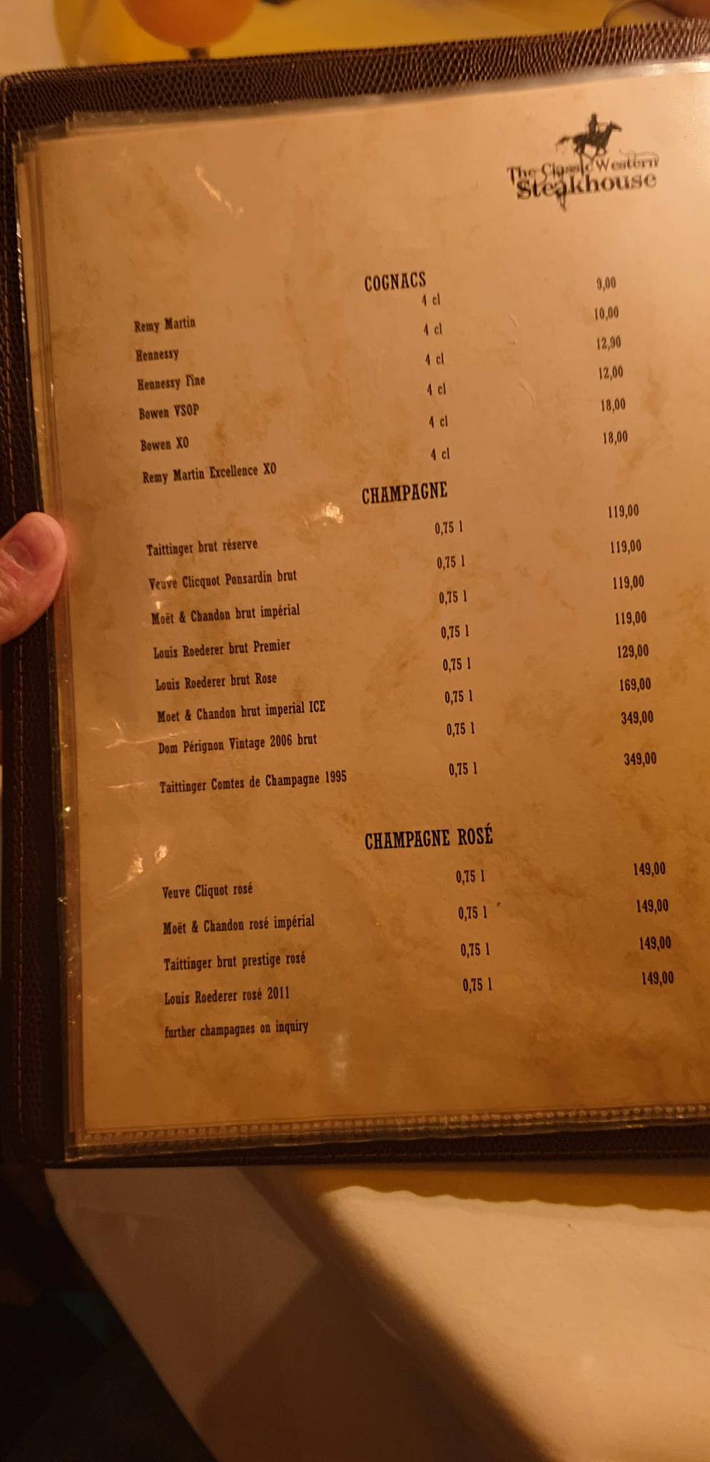 Speisekarte von The Classic Western Steakhouse, Düsseldorf