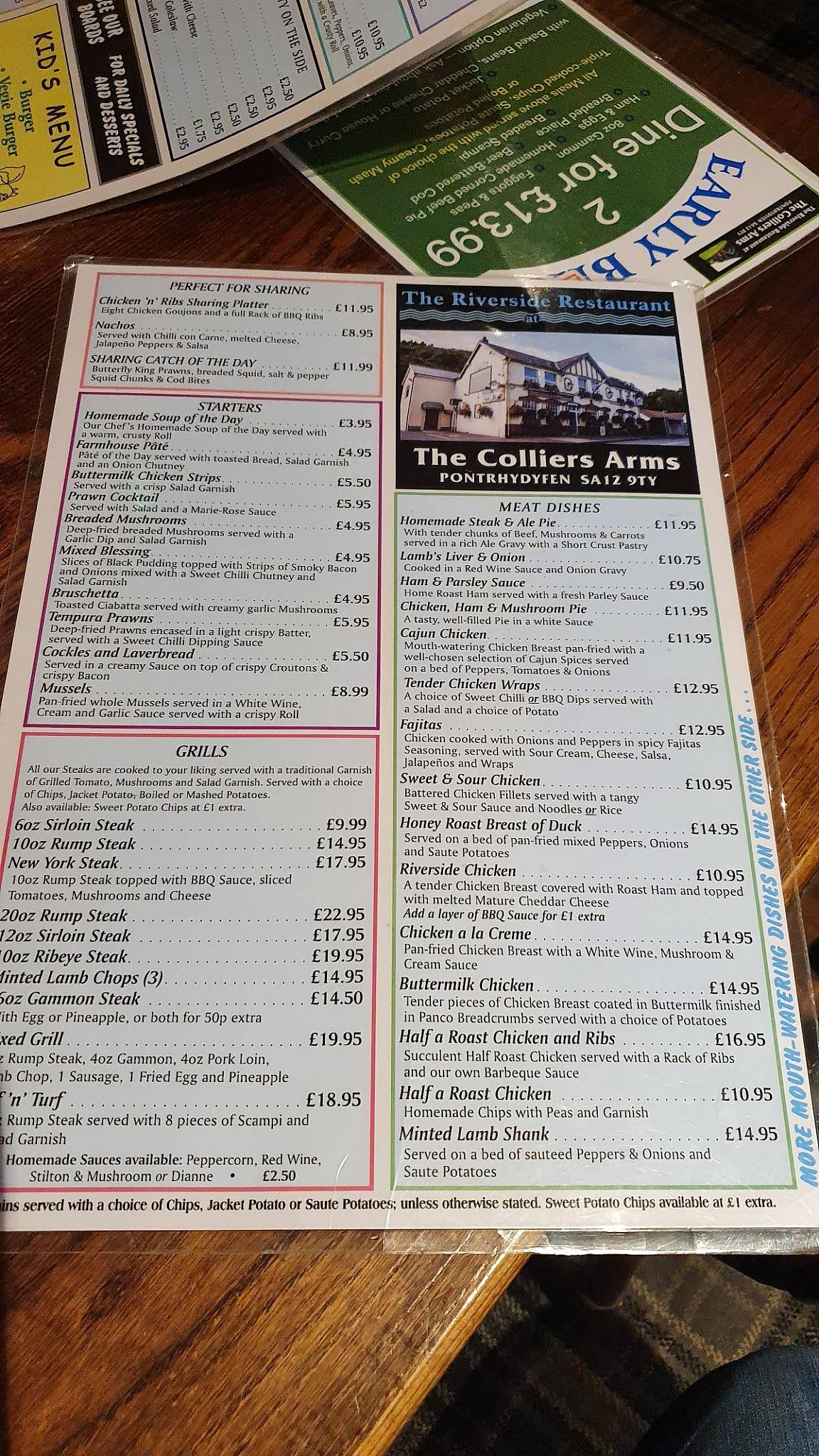 Menu at The Colliers Arms pub & bar, Port Talbot