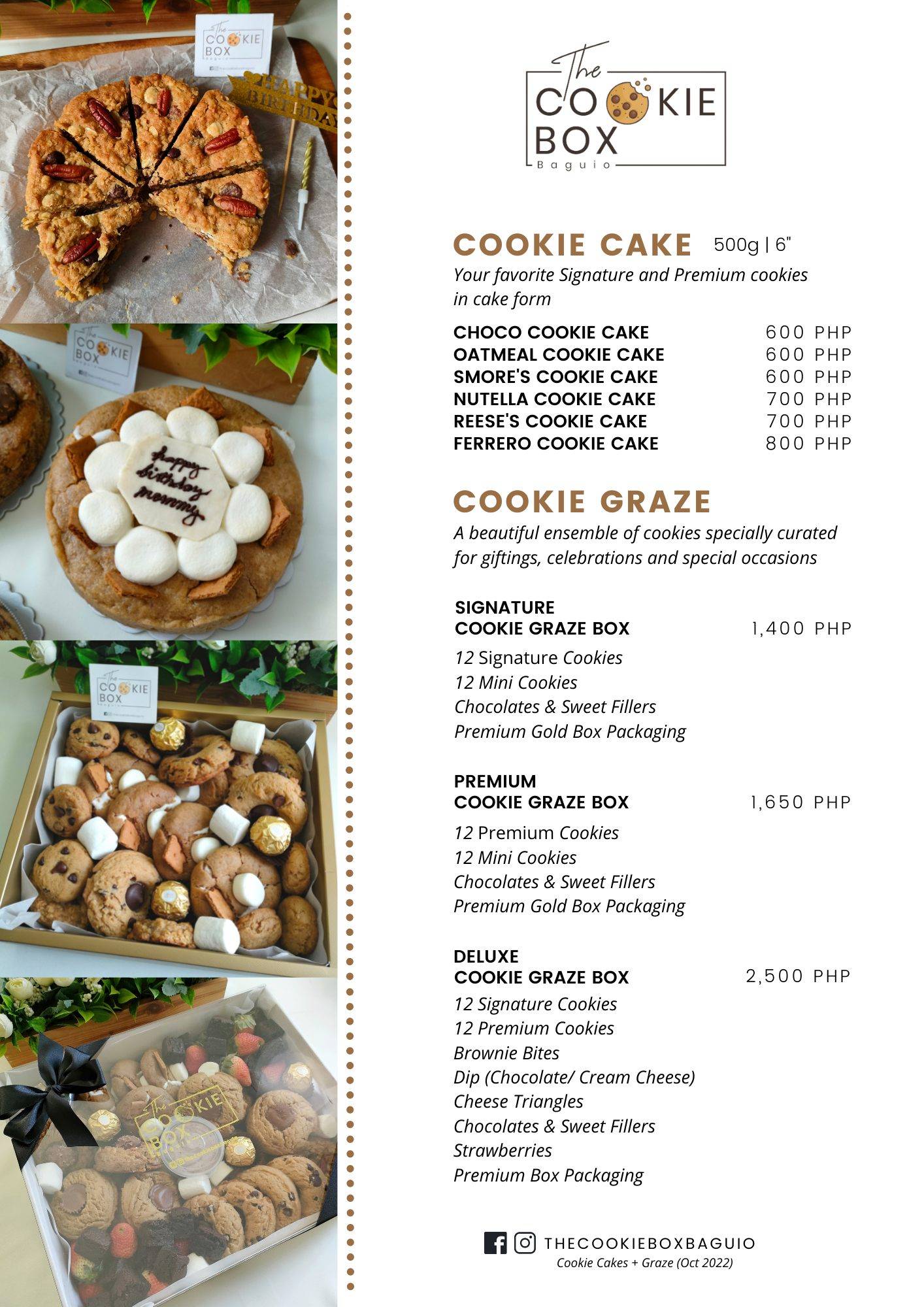 Menu at The Cookie Box Baguio desserts, Baguio