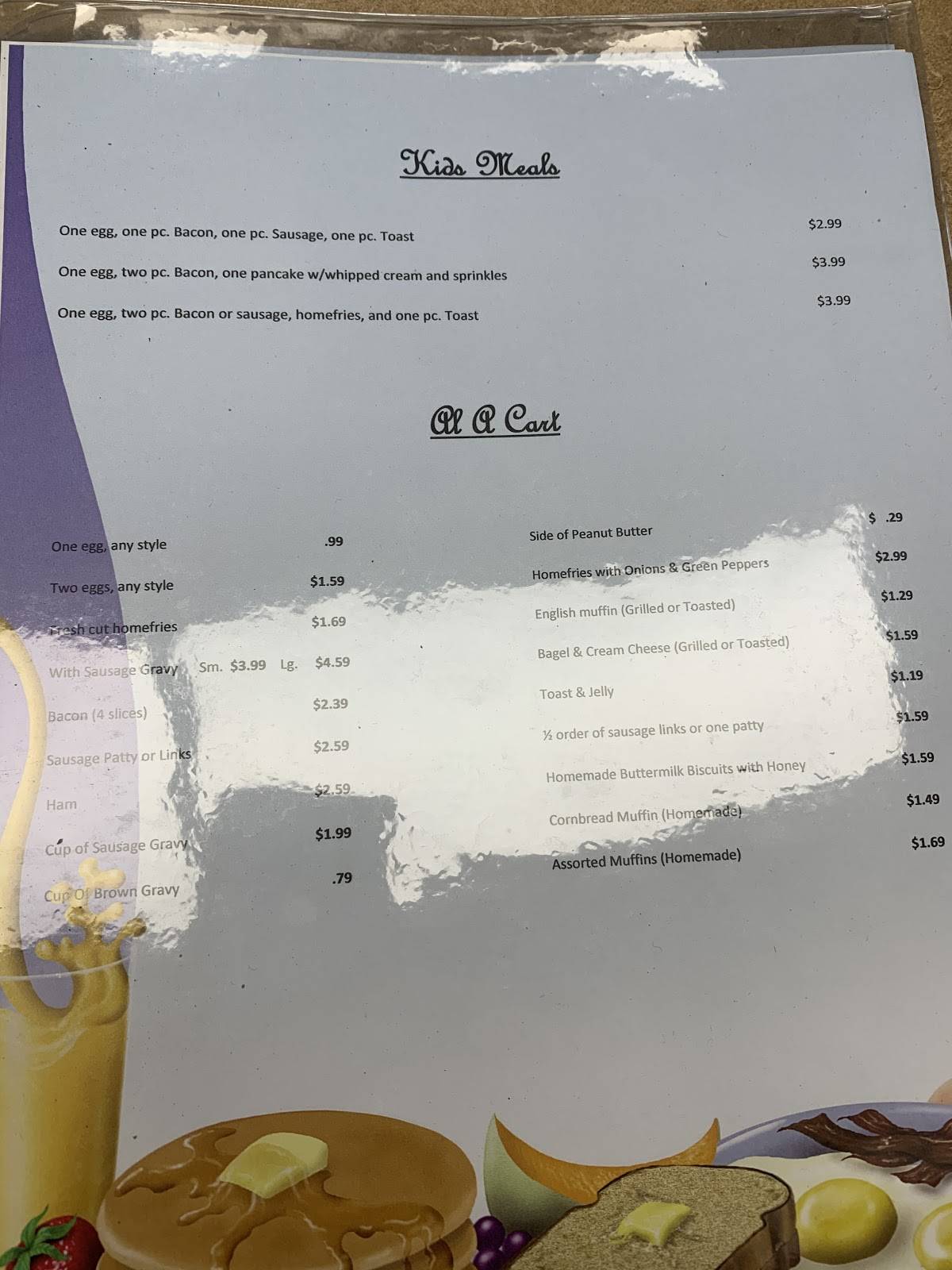 Menu at The Crows Nest Diner restaurant, North Canton