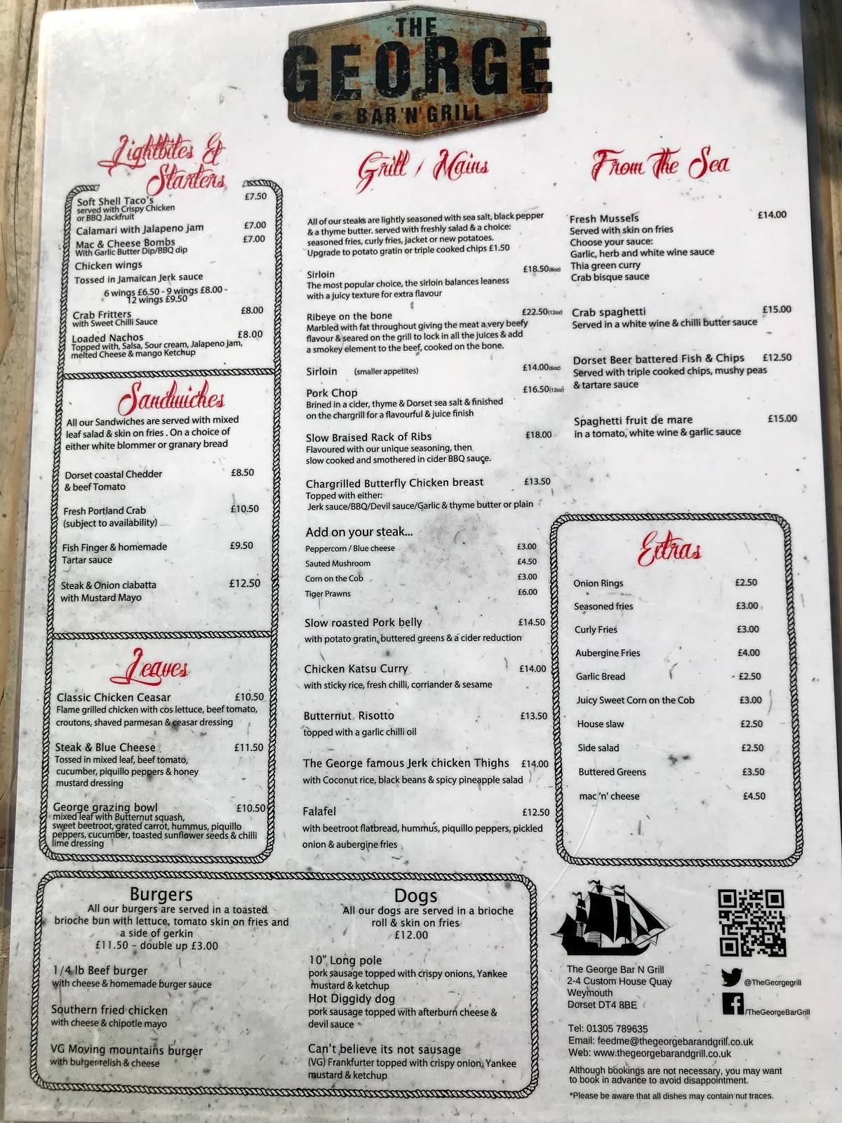 Menu at The George Bar & Grill, Weymouth