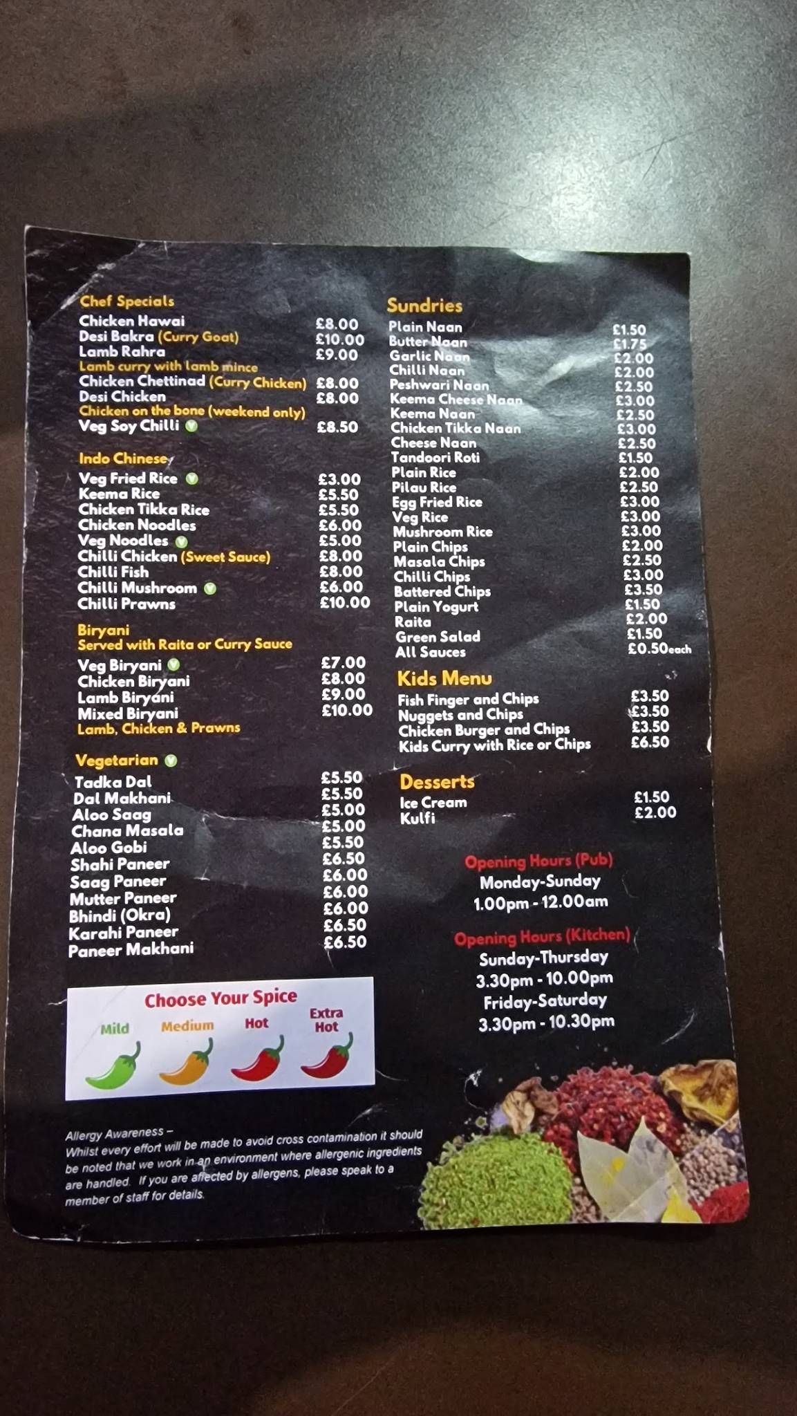 Menu at The Glassy Junction pub & bar, Wolverhampton, 131 Willenhall Rd