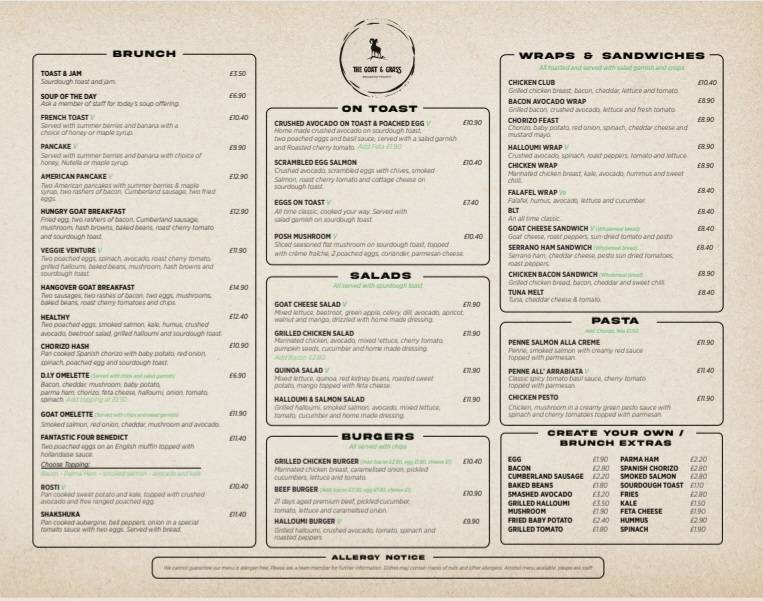 Menu at The Goat And Grass restaurant, Saffron Walden
