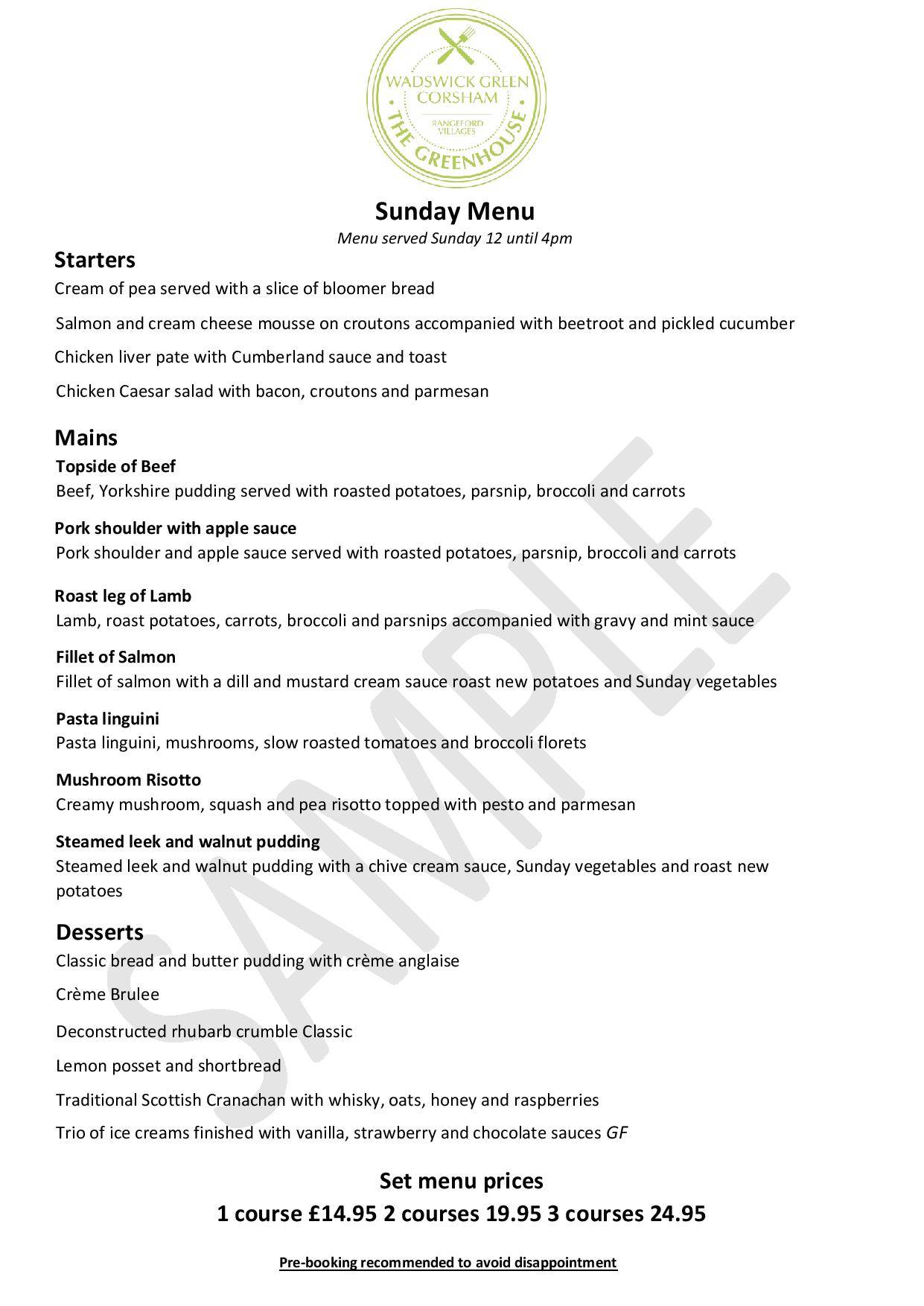 Menu at The Greenhouse Coffee Shop and Restaurant, Corsham