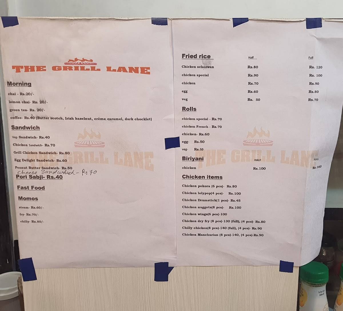 Menu at The Grill Lane Cafe, Guwahati