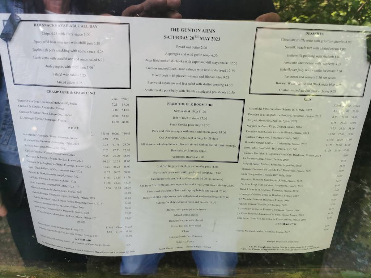 Menu at The Gunton Arms pub & bar, Thorpe Market, The Gunton Arms